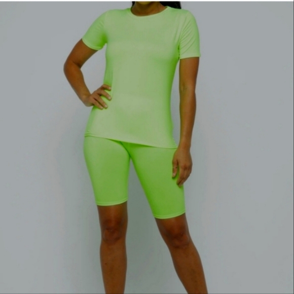 GlassTwo | Other | 2 Piece Neon Green Short Set Nwot By Glasstwo | Poshmark